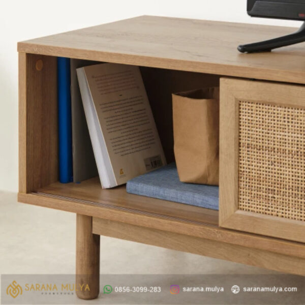 Meja Tv Kayu Rotan Pintu Sliding - Sarana Mulya