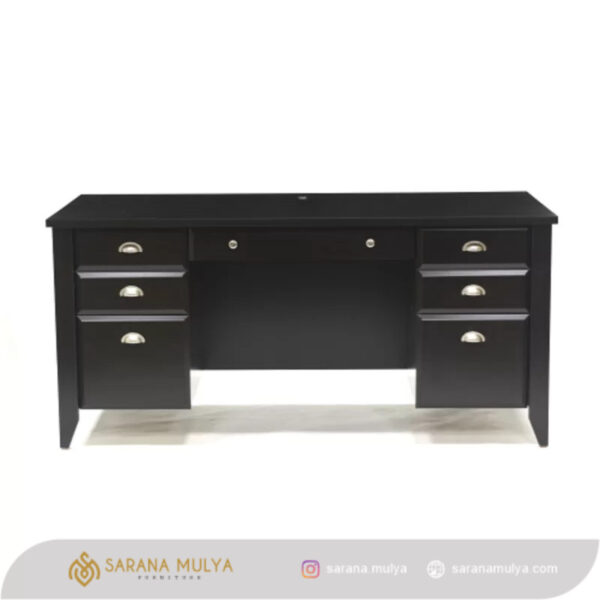 Meja Kerja Kayu Jati Hitam Minimalis - Sarana Mulya