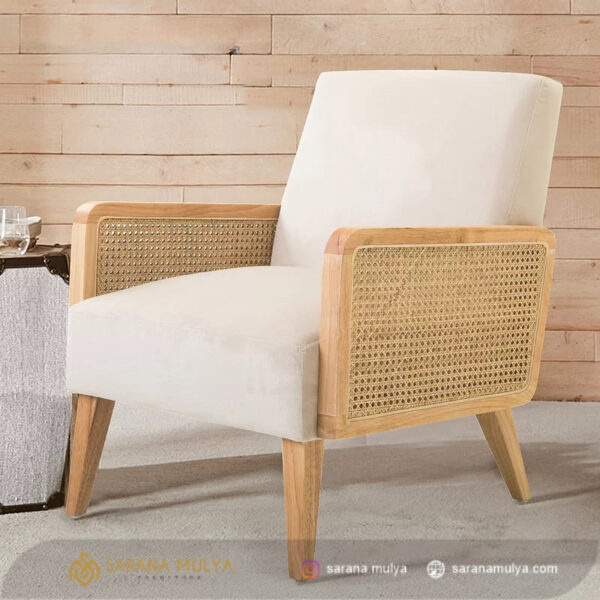 Sofa Single Rotan Minimalis Kayu Jati - Sarana Mulya