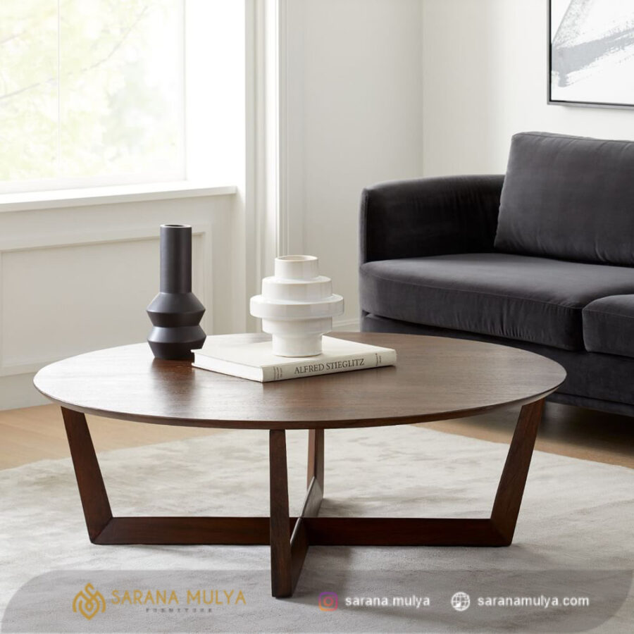 Meja Coffee Table Bulat Minimalis Duco - Sarana Mulya