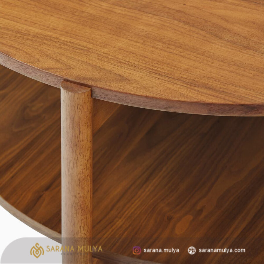 Coffee Table Bulat Minimalis Jati Solid - Sarana Mulya