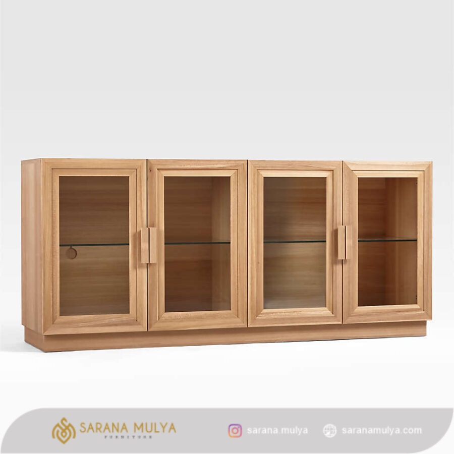Meja Tv Jati Kaca Minimalis - Sarana Mulya