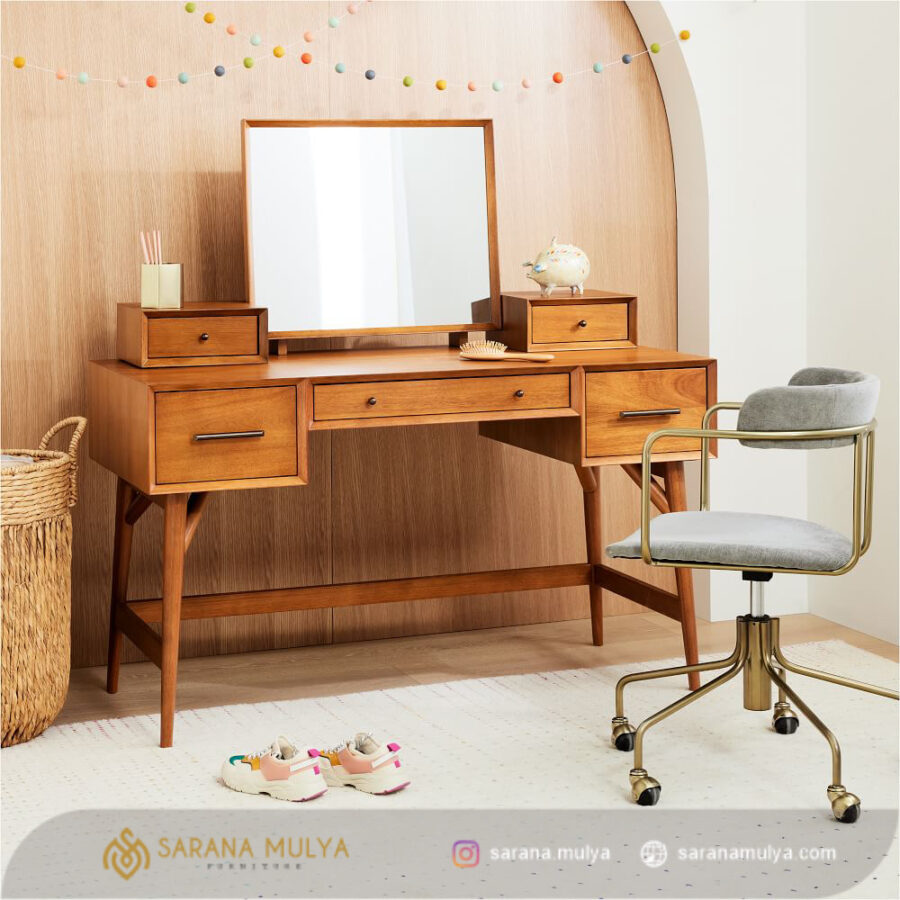 Meja Rias Rotan Minimalis Kayu Jati - Sarana Mulya